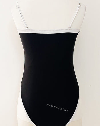 Colorblock Contrast Trim High Rise One Piece Swimsuit - Black – FloralKini