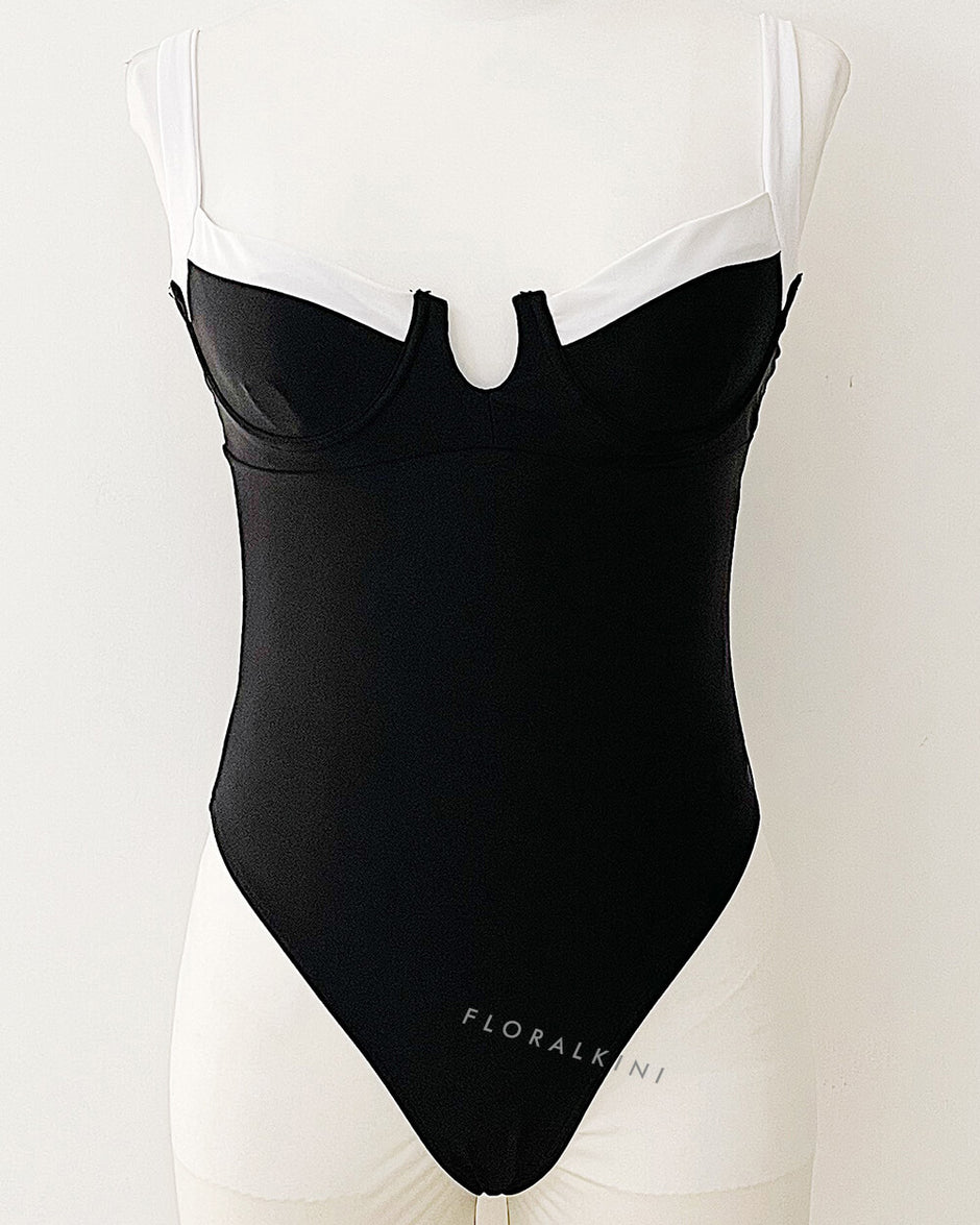 Color Block Underwire One Piece Swimsuit – FloralKini