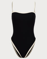 Colorblock Contrast Trim High Rise One Piece Swimsuit - Black – FloralKini