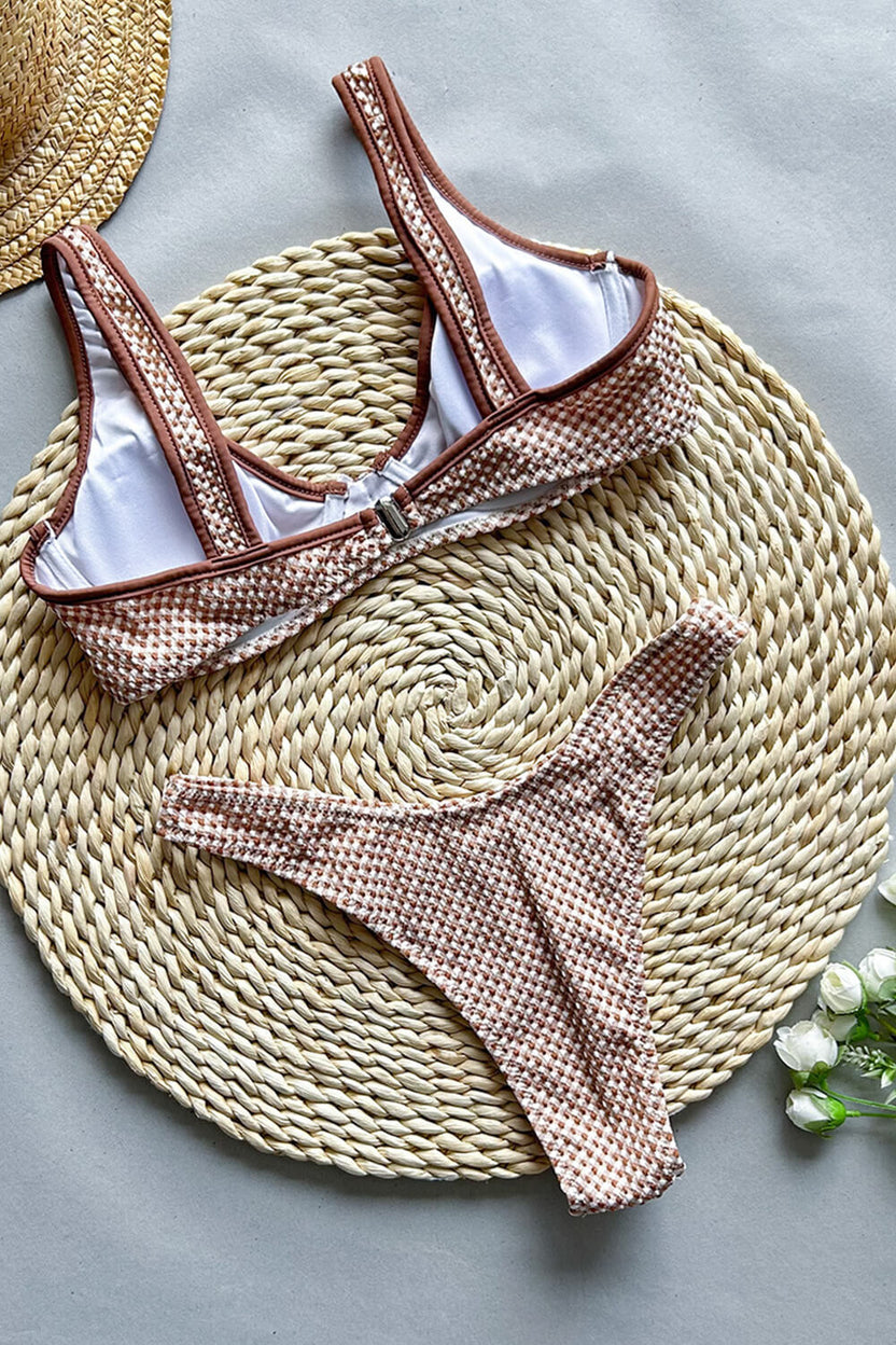 Textured Gingham Underwire Balconette High-Cut Bikini Set – FloralKini