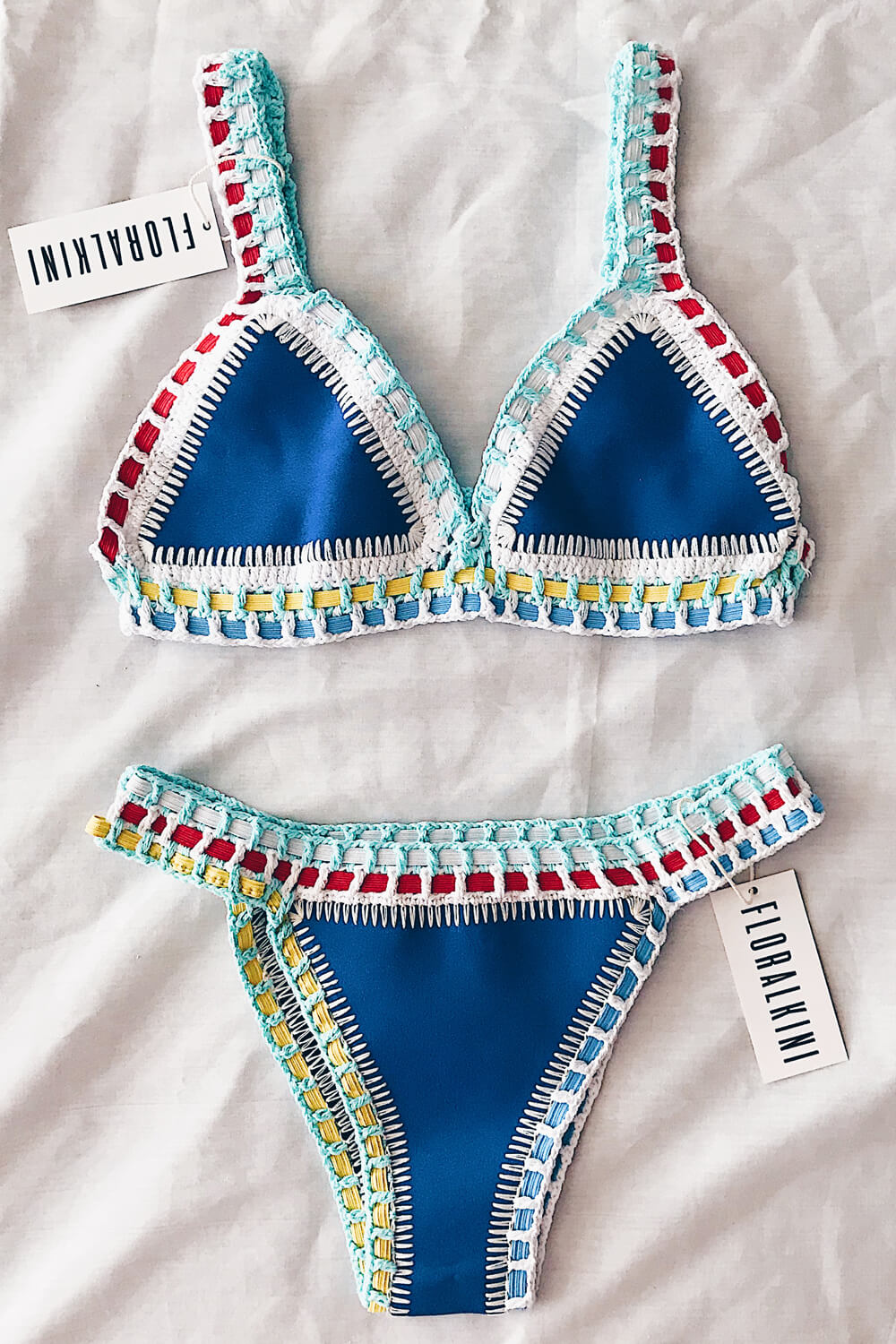 Blue Handmade Crochet Reversible Triangle Bikini Bottoms – FloralKini