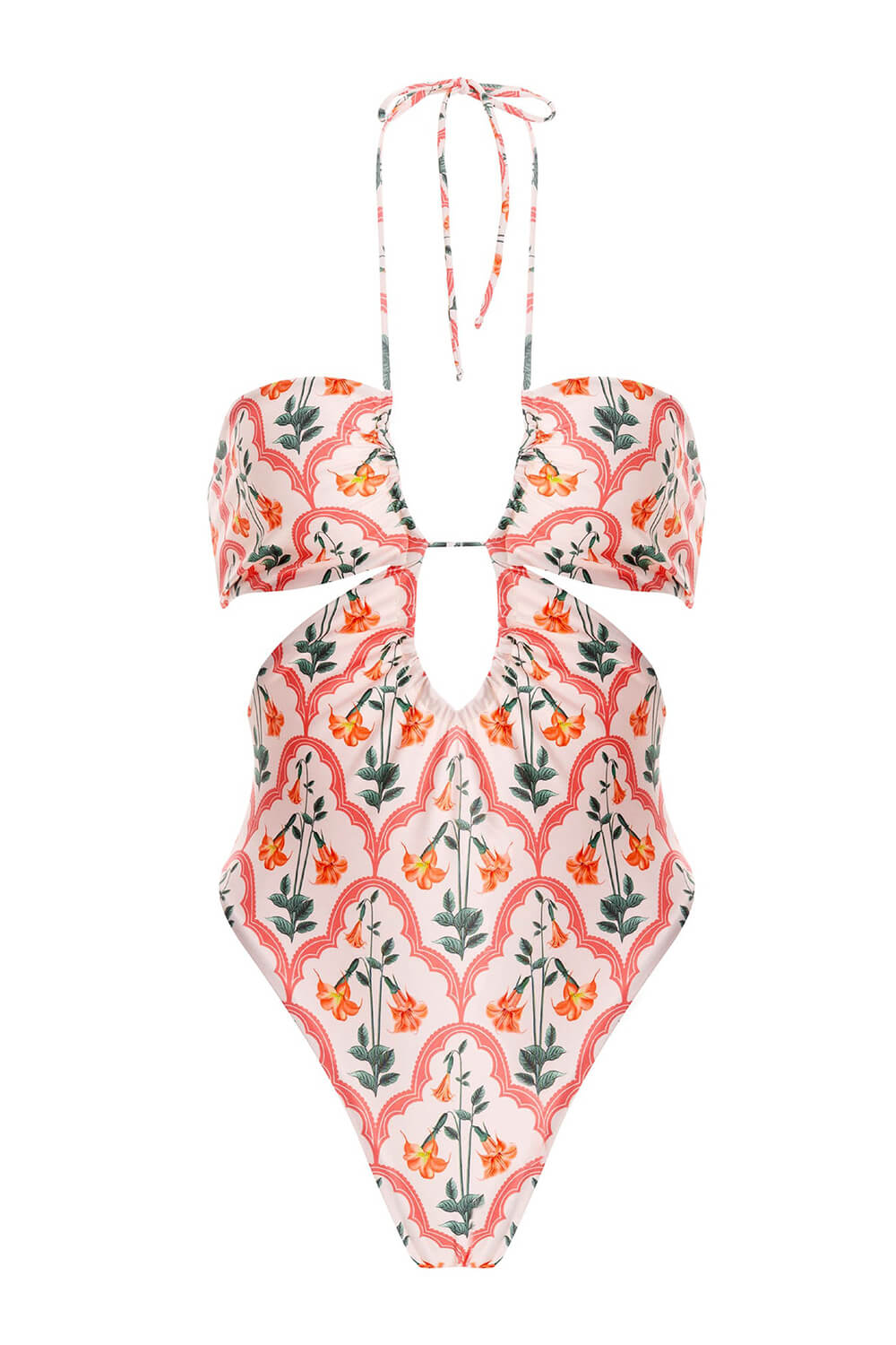 Mejorana Printed Cutouts Halter One Piece Swimsuit – FloralKini