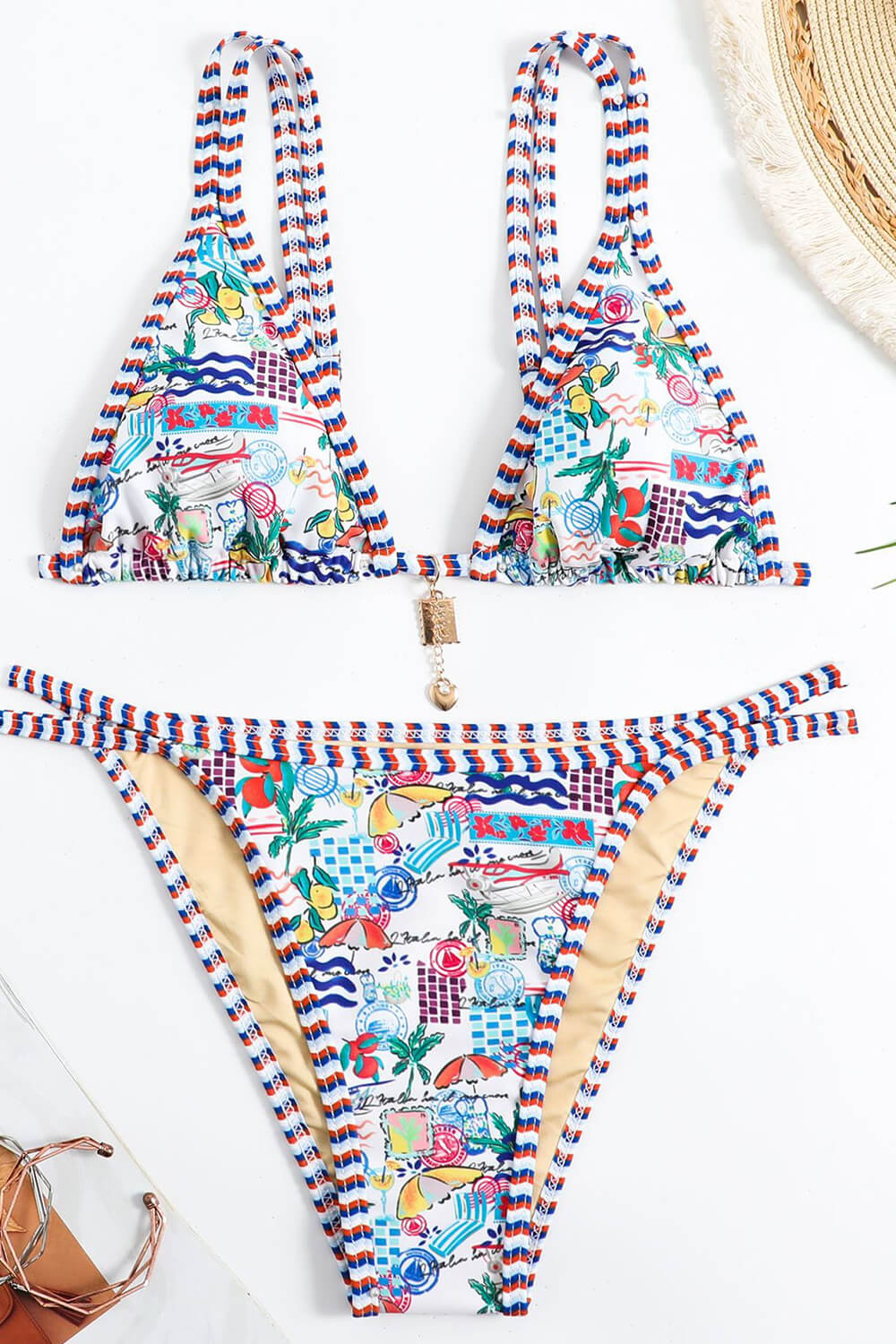 Vacation Printed Triangle Tie Back Bikini Set – FloralKini
