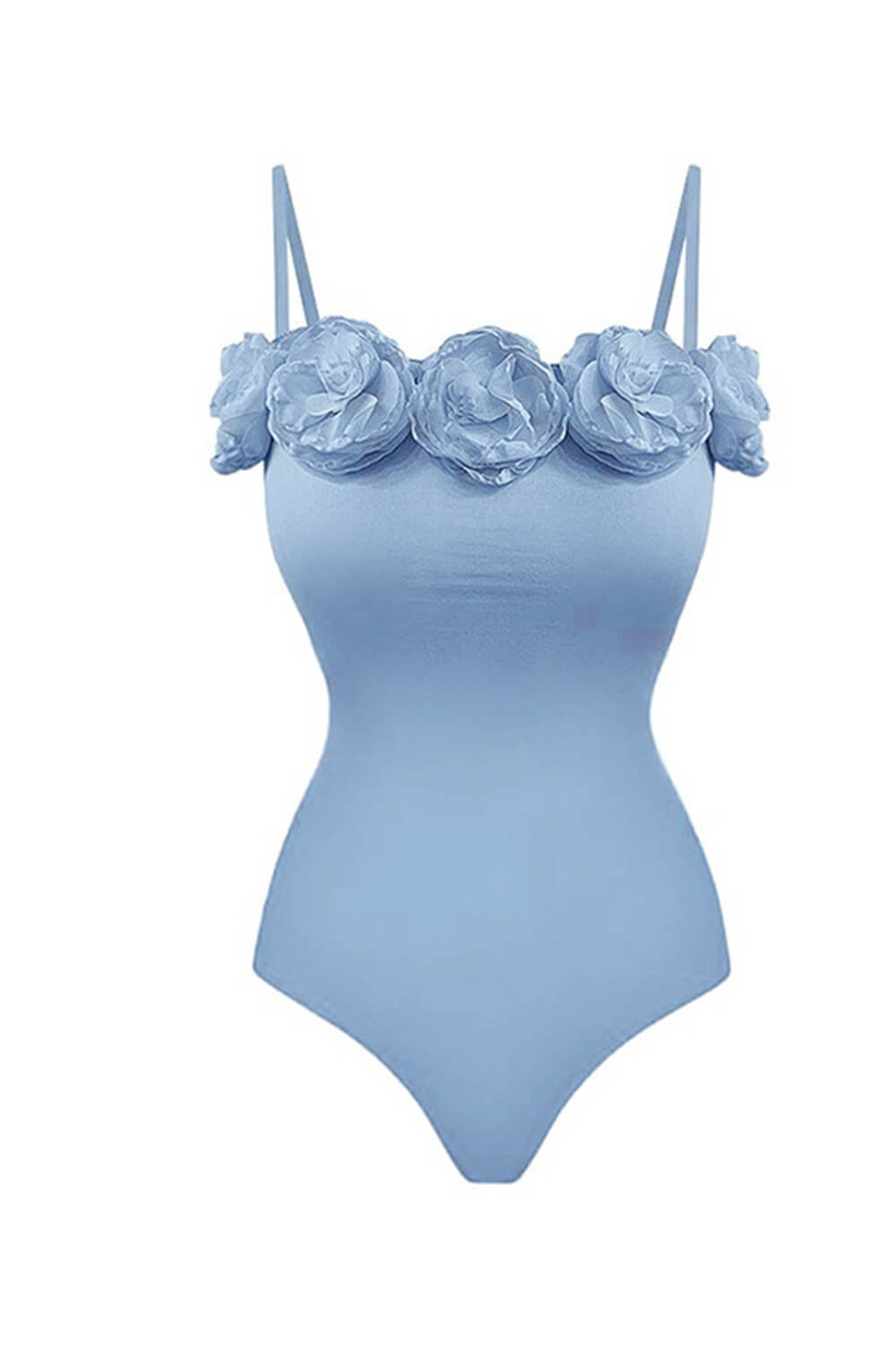 Light Blue Rosette Bustier One Piece Swimsuit – FloralKini